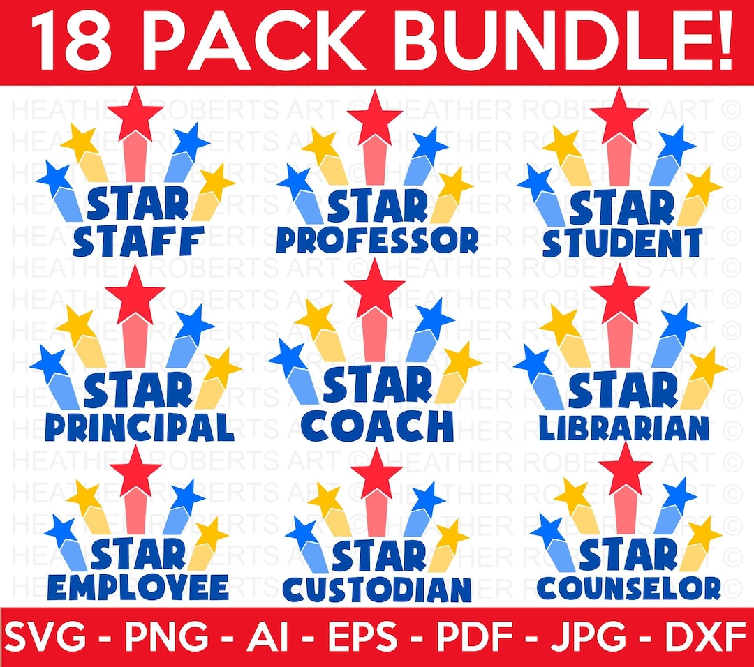 Star Badge SVG Bundle, Star Employee SVG, Star Student SVG, Star Coach ...