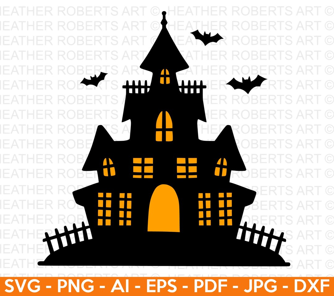 Haunted House SVG, Cute Halloween SVG, Ghost Svg, Haunted House Clipart ...