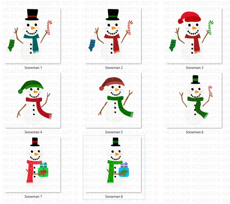 Snowman Clipart Set, Snowman PNG, Cute Snowman PNG, Set of Snowman Clip ...