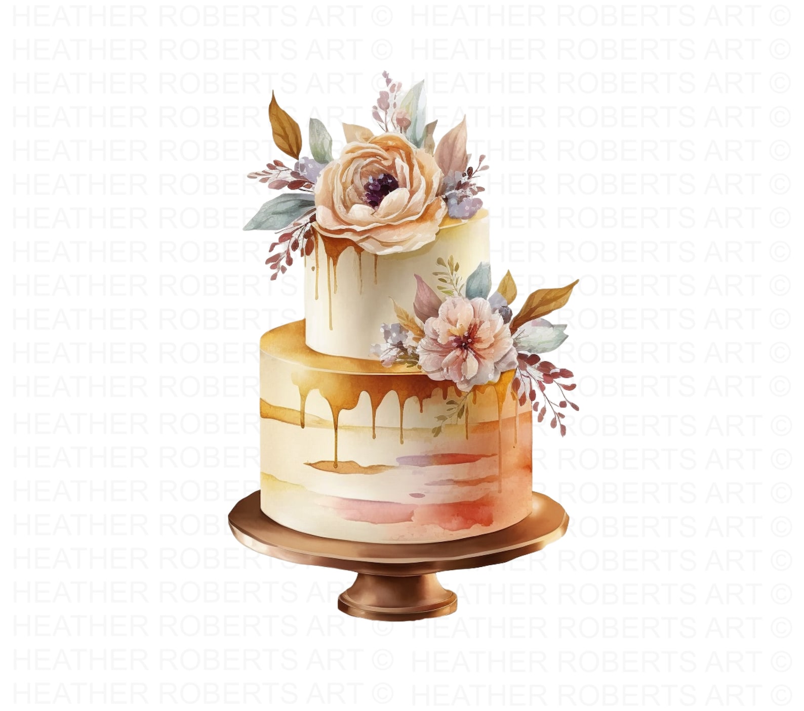 Watercolor Wedding Cakes Clipart Cake Clip Art Wedding Cake - Etsy