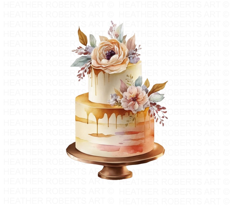 Watercolor Wedding Cake Clipart: Floral Cake PNG (digital Download) - Etsy