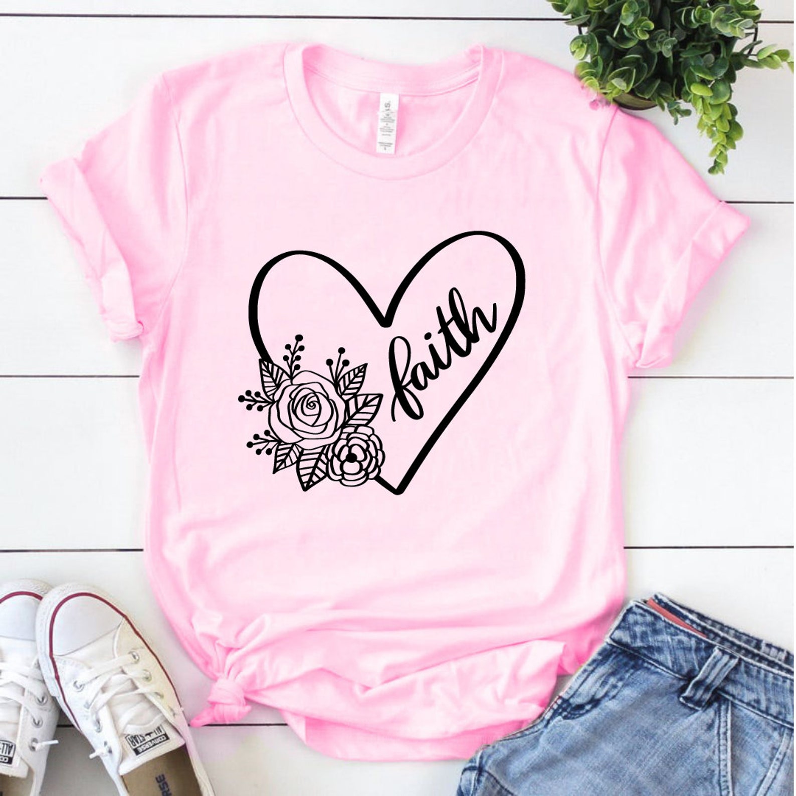 Faith Rose Heart Svg Floral Heart Svg Rose Heart Svg Heart - Etsy