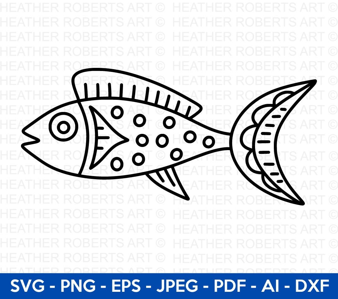 Fish Outline SVG: Sea Animal Clipart (digital Files) - Etsy