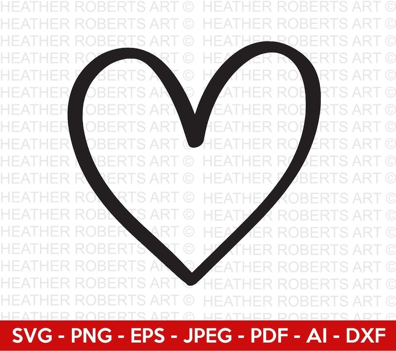 Heart Outline Svg Heart Svgsketch Hand-drawn Heart Svg - Etsy