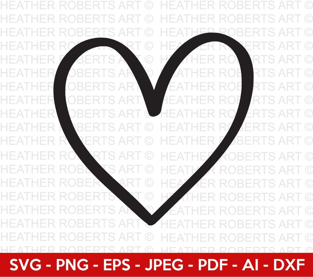 Heart Outline Svg Heart Svgsketch Hand-drawn Heart Svg - Etsy Australia