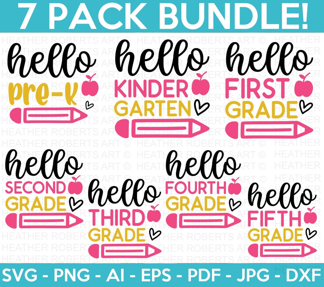 Back to School SVG Bundle, Hello School SVG, Grade Level Vibes Svg ...