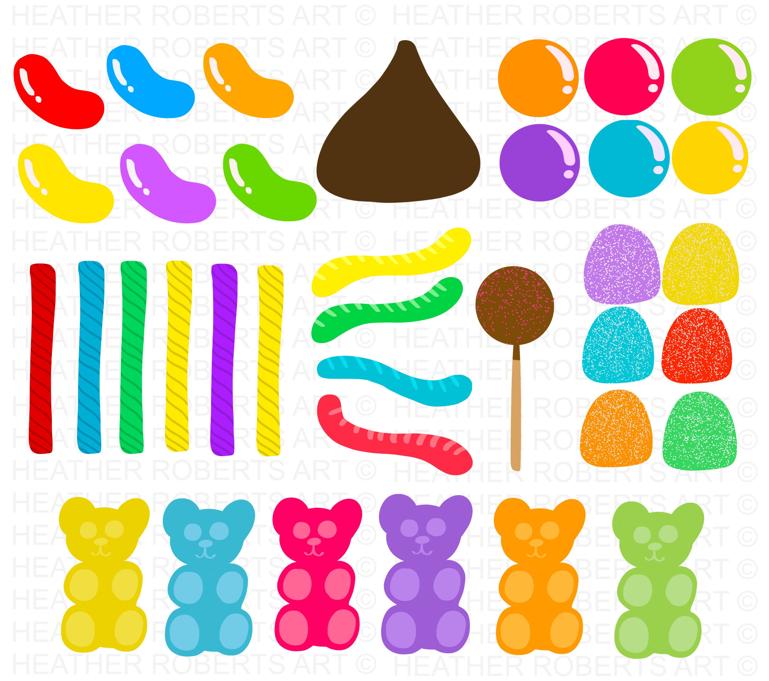 Candy Clipart Set: Rainbow Lollipops, Gumball Machine (PNG Files) - Etsy