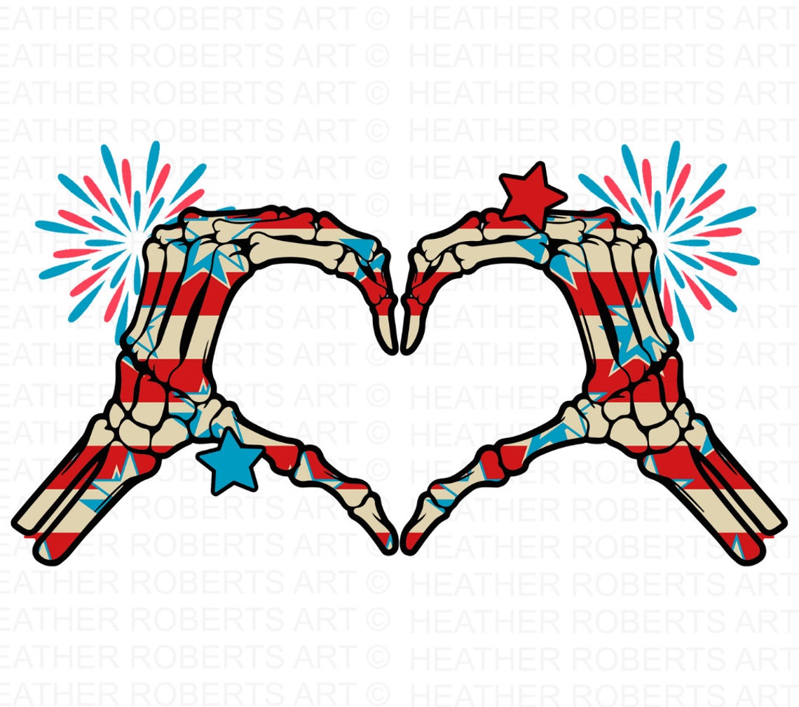 Patriotic Skeleton Hand USA Flag PNG: July 4th Sublimation (digital ...