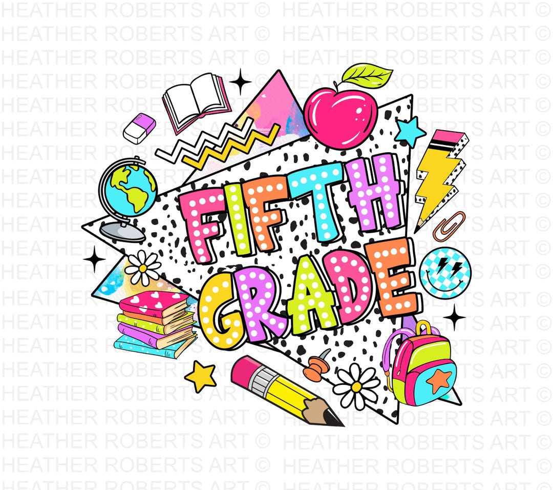 Retro Fifth Grade PNG: Back to School Sublimation (digital Download) - Etsy