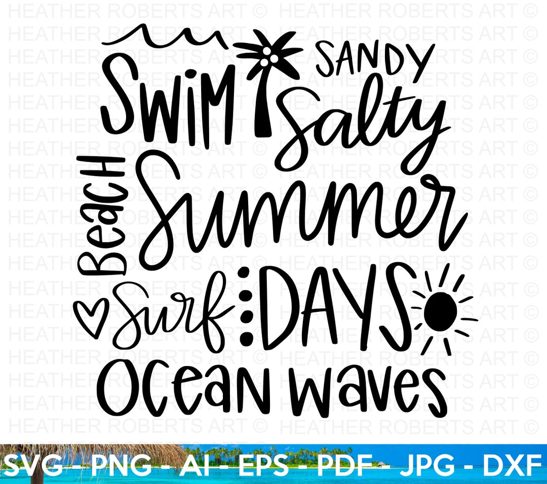 Summer Word Collage SVG, Summer SVG, Beach SVG, Beach Life, Beach Shirt ...