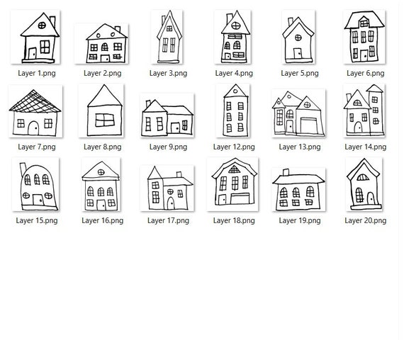 Clipart Houses Black&white Twins