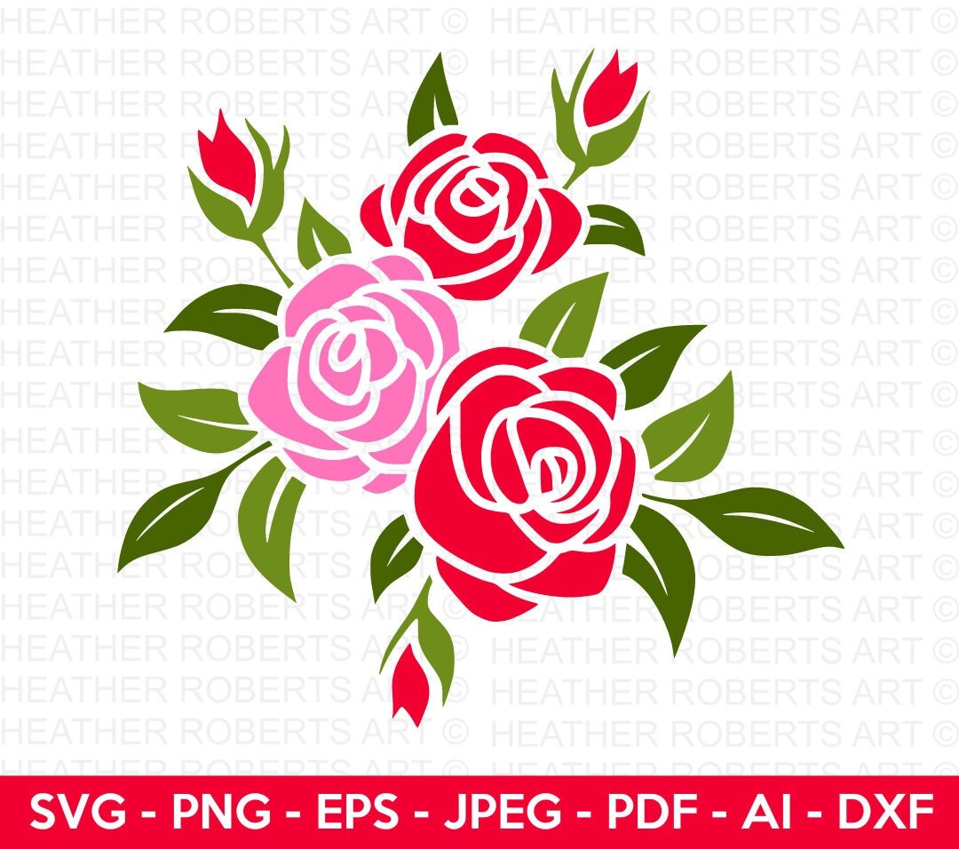 Roses SVG, Floral Decoration SVG, Flowers SVG, Flower Bouquet Svg, Rose ...