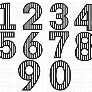 Striped Monogram Alphabet and Numbers SVG Bundle, Striped Letters SVG ...