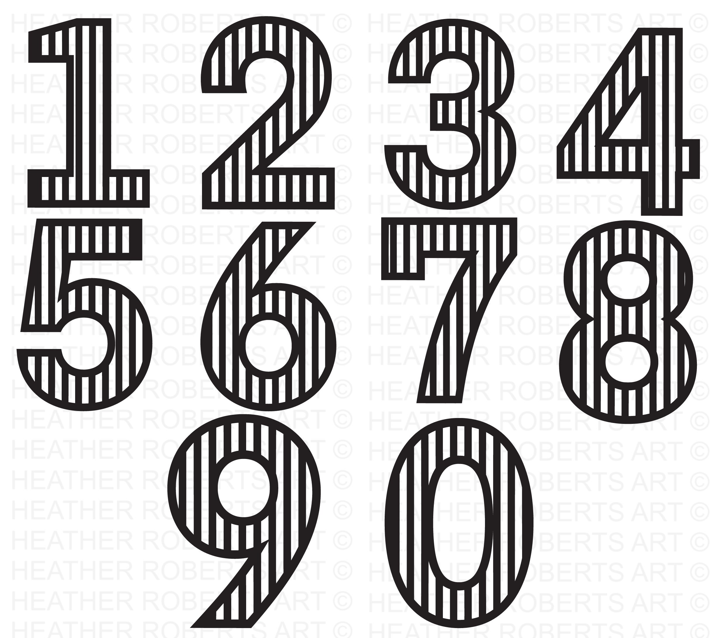 Striped Alphabet & Numbers SVG Bundle: Monogram Font (36 Files) - Etsy