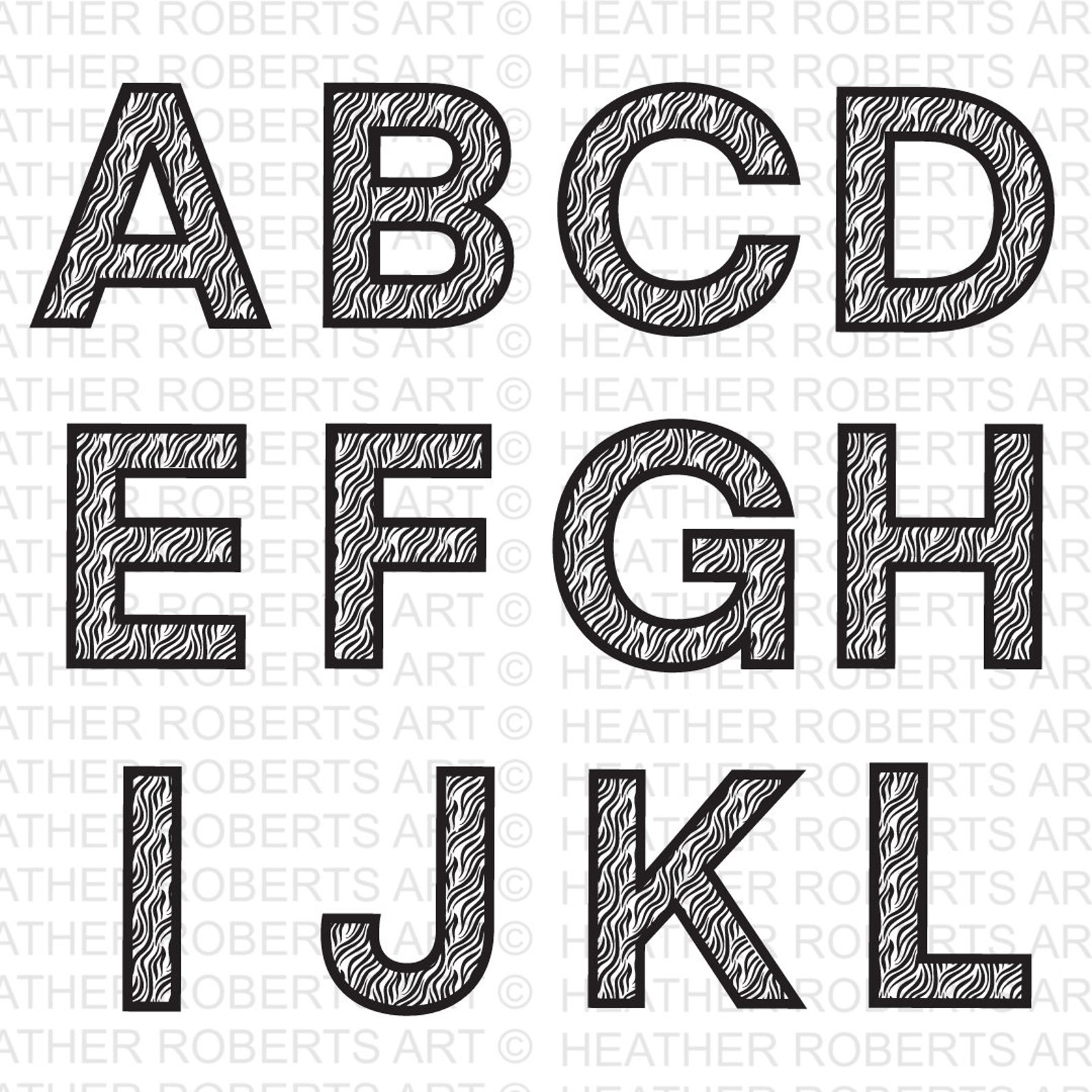Zebra Monogram Alphabet and Numbers SVG Bundle Zebra Print - Etsy