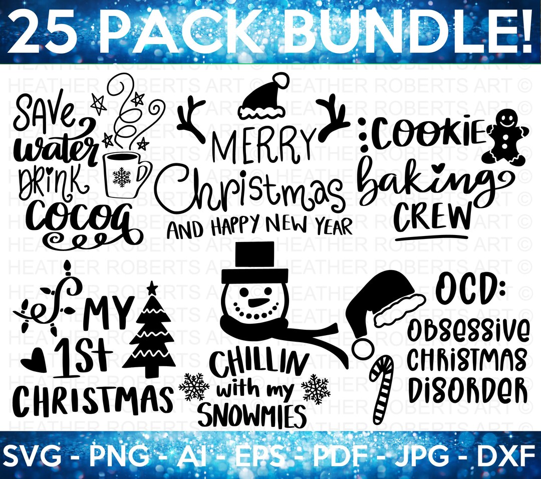 Christmas SVG Bundle: Santa, Snowman, Holiday Cut Files (25 Files) - Etsy
