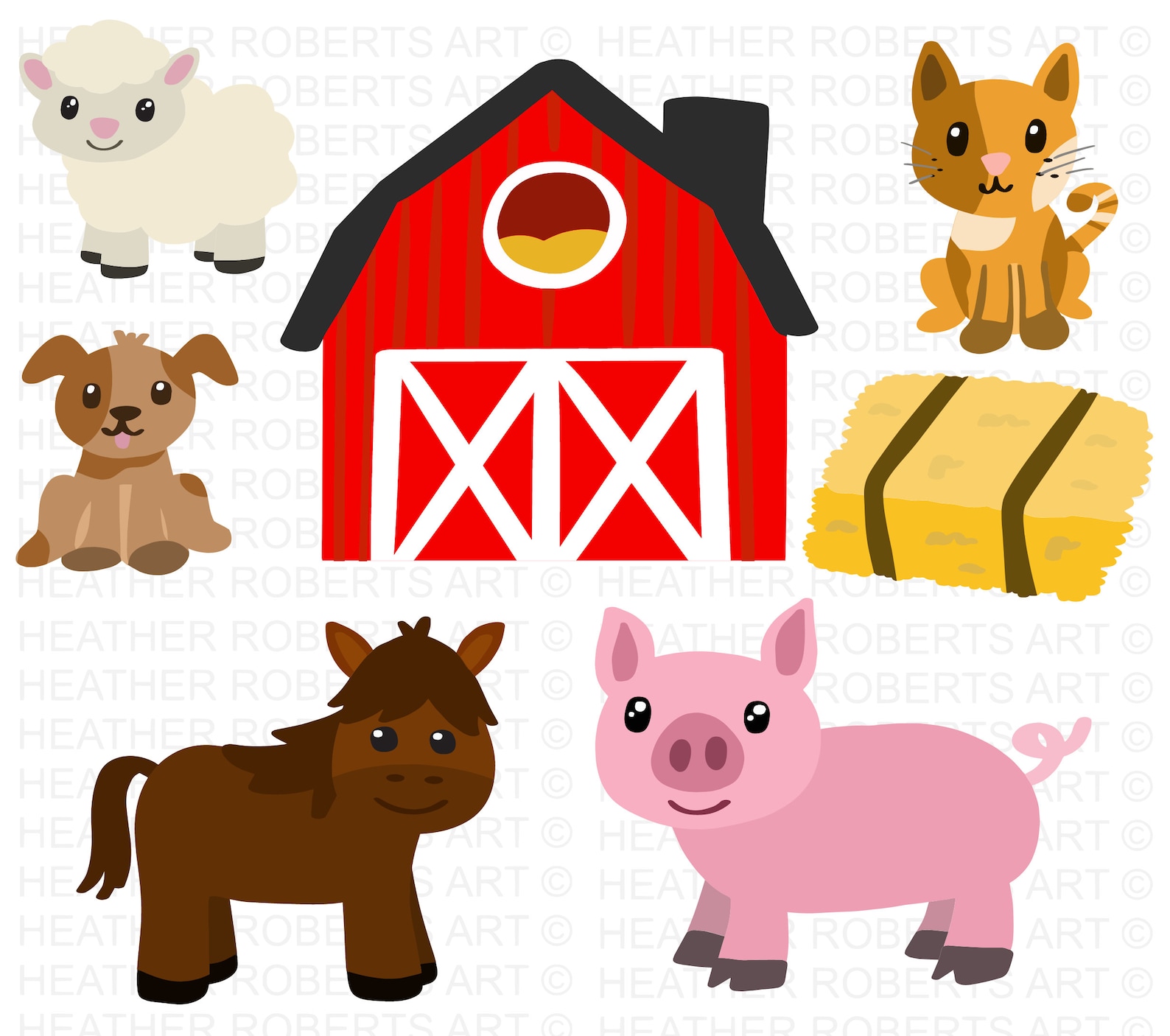 Farm Animals SVG Bundle, Cute Farm Animals SVG, Barn Svg, Farmyard ...