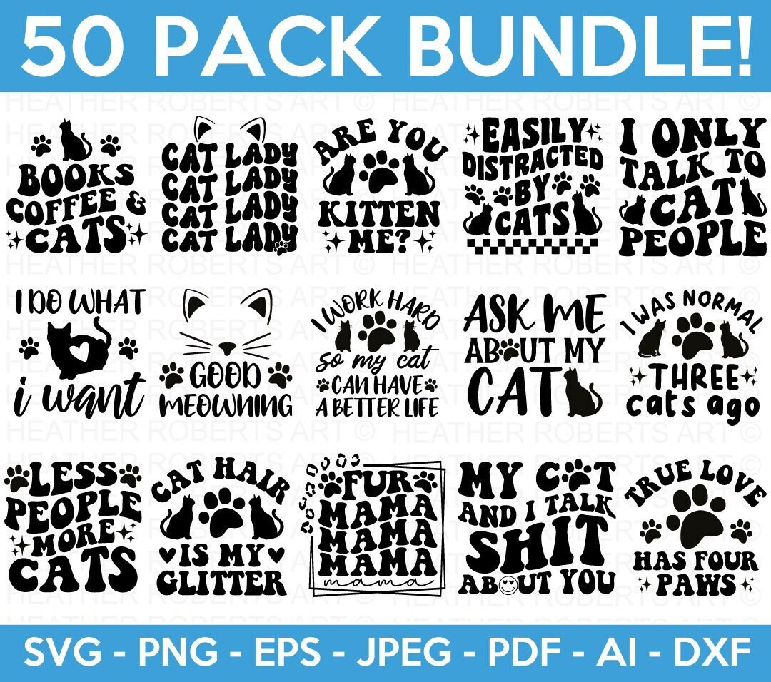 Cat Quotes SVG Bundle, Cat Quotes SVG, Fur Mom Svg, Cat Dad Svg, Cat ...