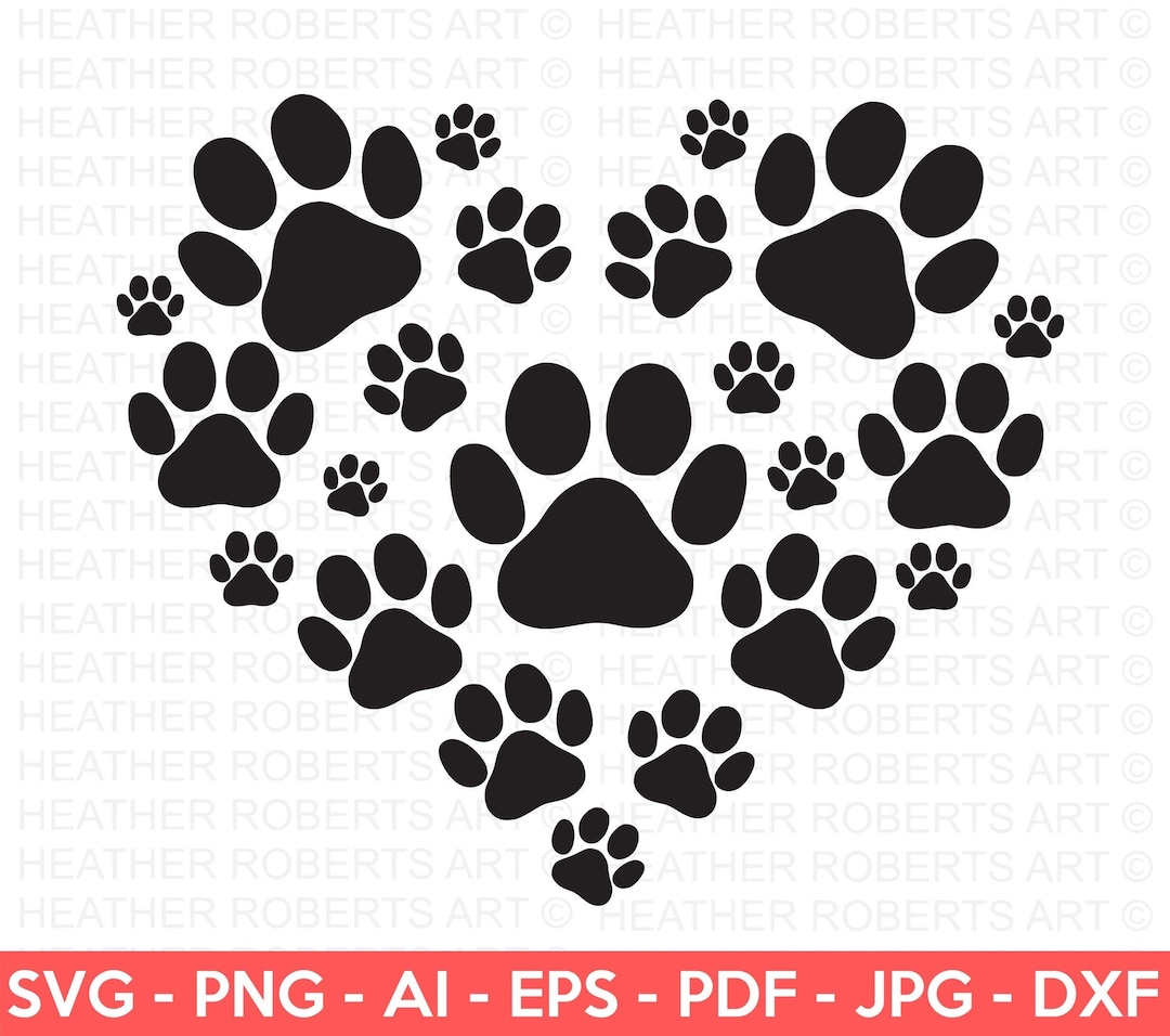 Paw Print Heart SVG, Dog SVG, Fur Mom Svg, Dog Mom Svg, Dog Mama Svg ...