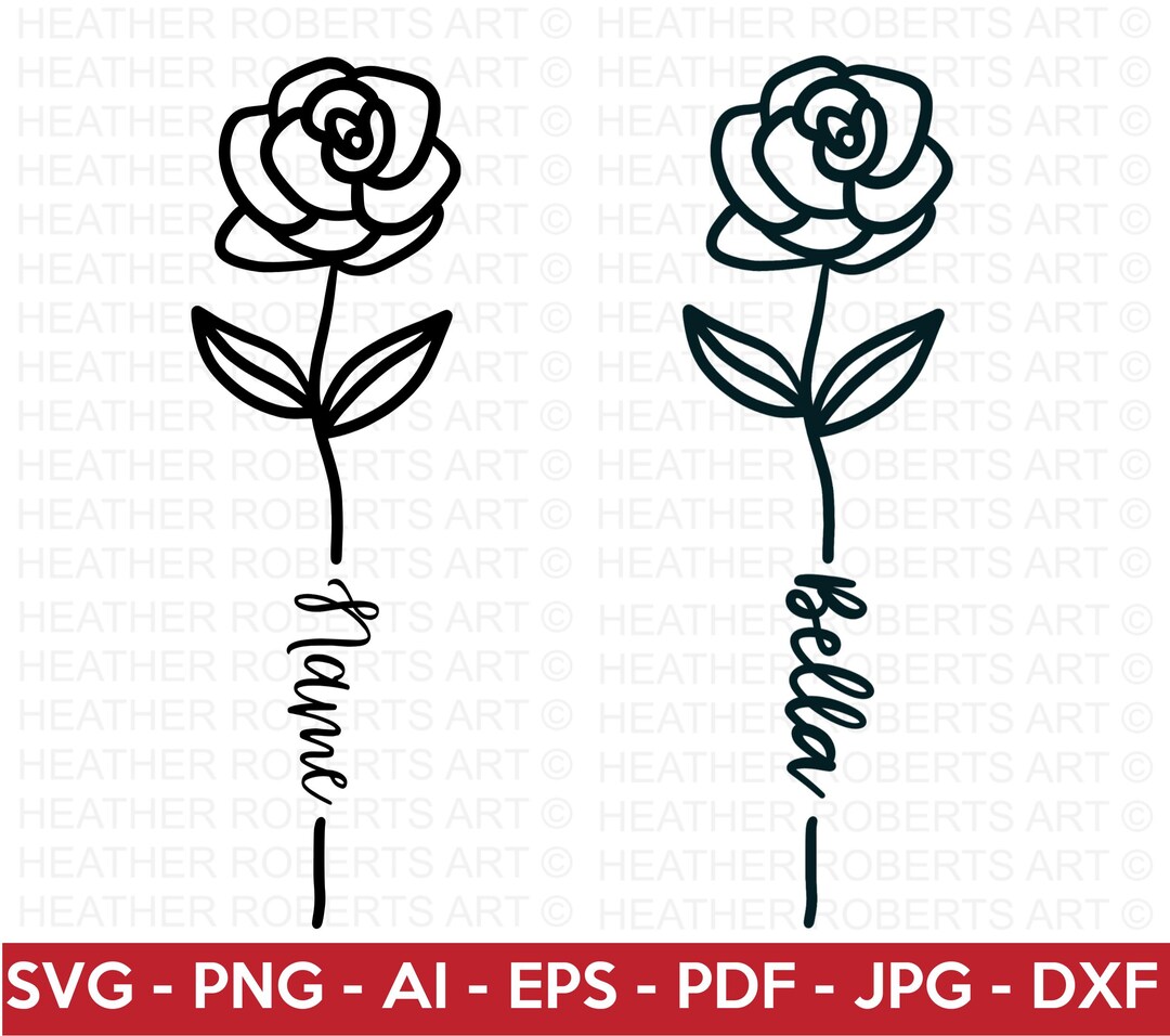 Rose Split Monogram, Rose Border Svg, Rose SVG, Flowers SVG, Split ...