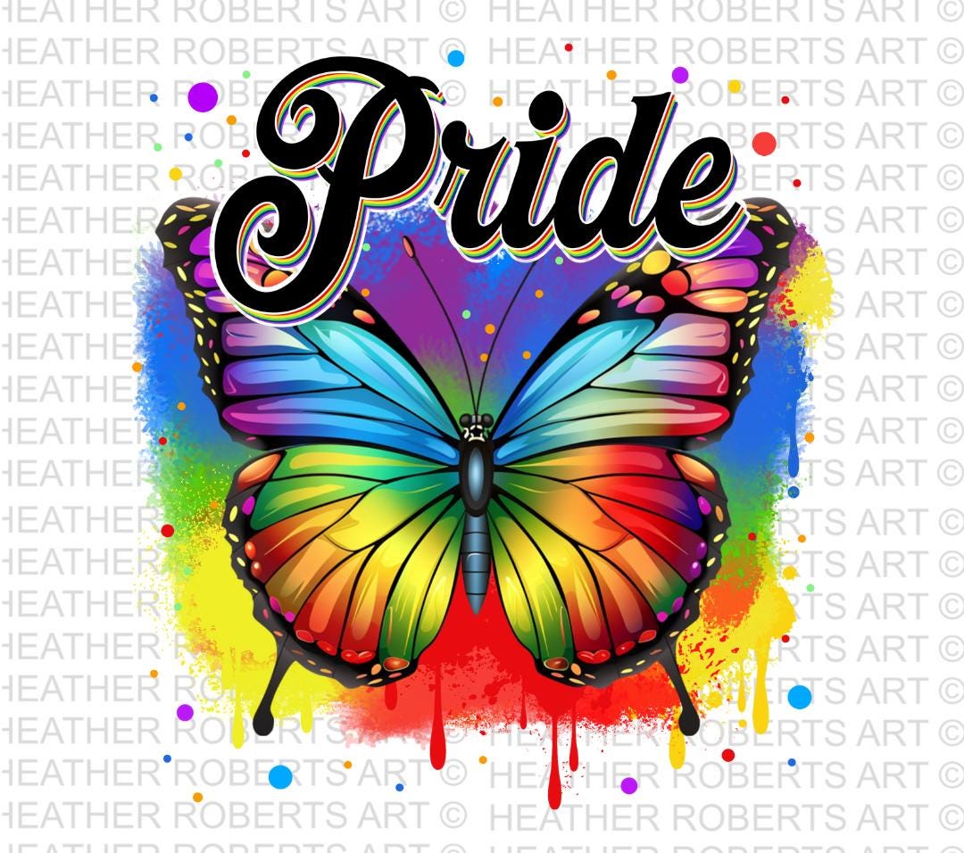 Rainbow Butterfly Pride PNG: LGBTQ+ Sublimation Design (digital ...