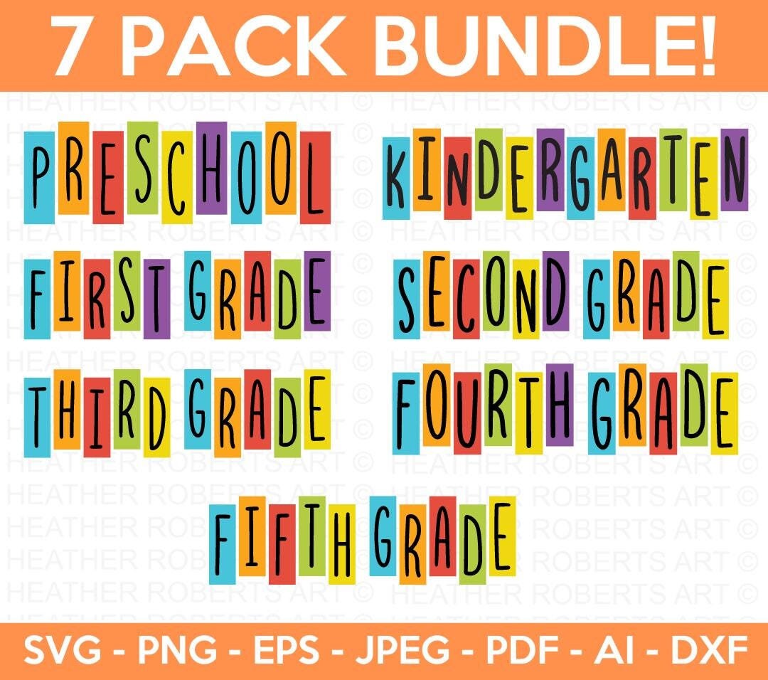 Back to School SVG Bundle, First Day of School SVG, Grade Level SVG ...