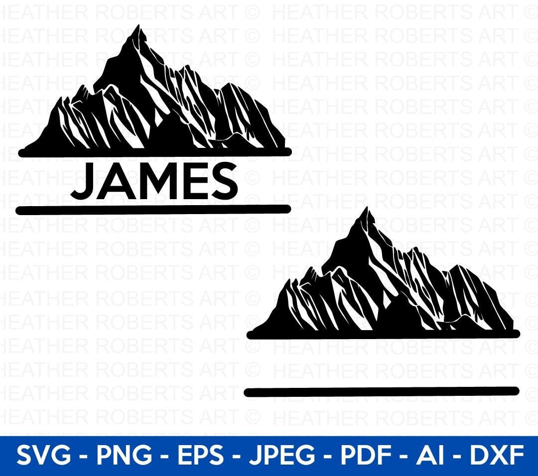 Mountain Split Monogram SVG: Landscape Silhouette Cut Files - Etsy