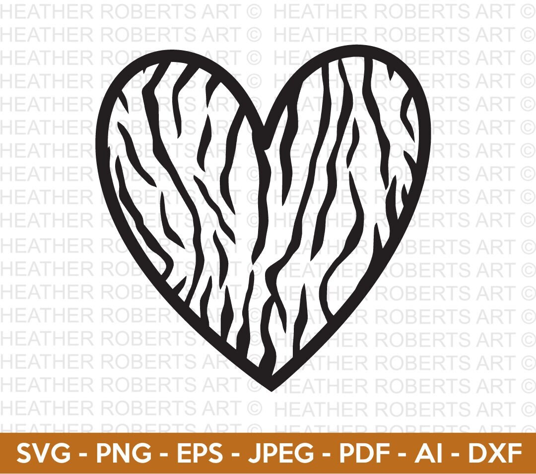 Tiger Stripe Heart SVG: Valentine Cut File (digital Download) - Etsy