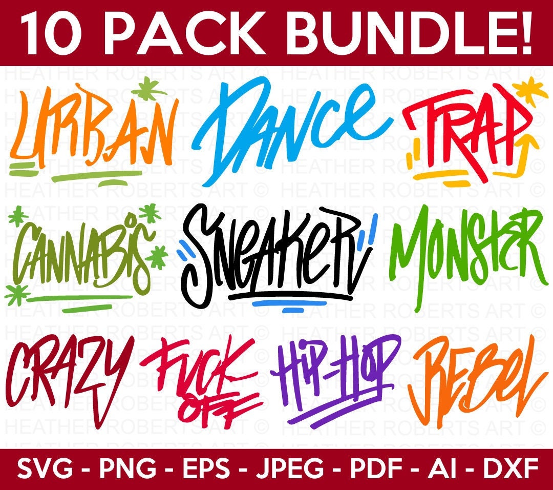 Graffiti Svg Bundle, Graffiti Text Bundle, Wall Street Graffiti Svg ...