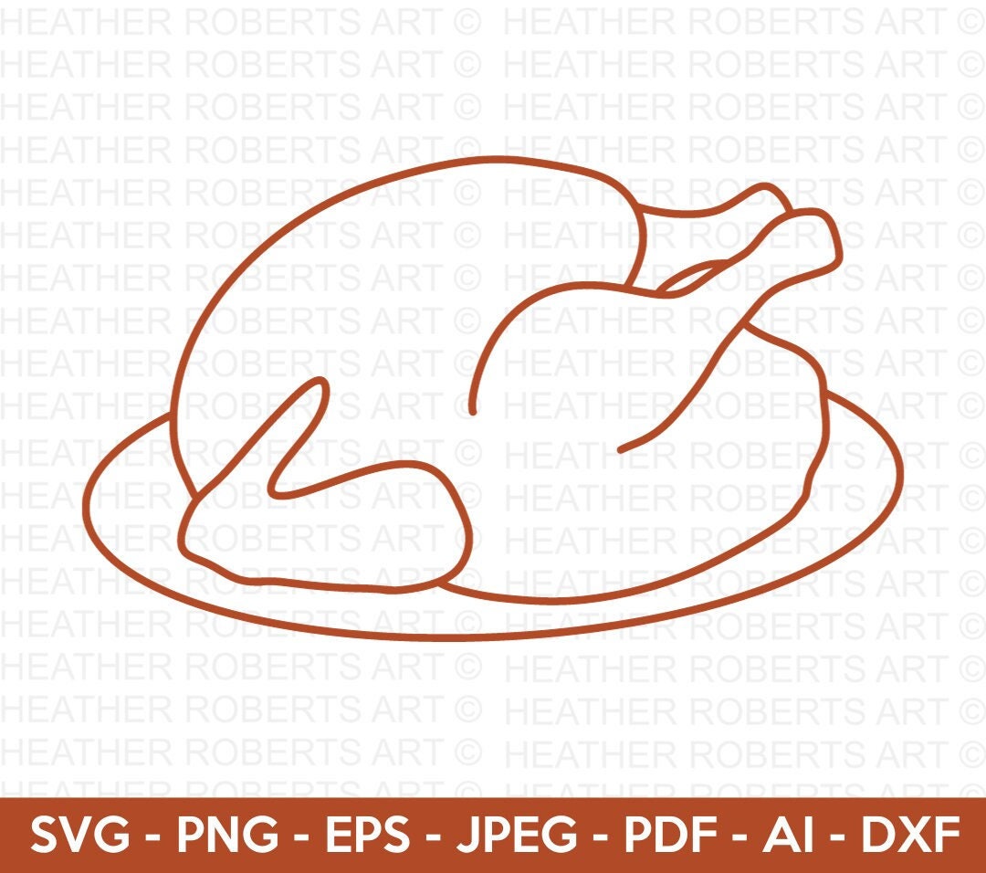 Turkey Outline SVG: Thanksgiving Clipart, Cricut Silhouette Cut Files ...