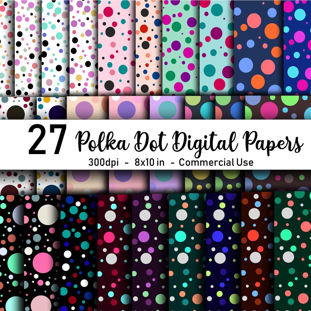 27 PACK Polka Dot Digital Paper Back, Instant Download, Rainbow Polka ...