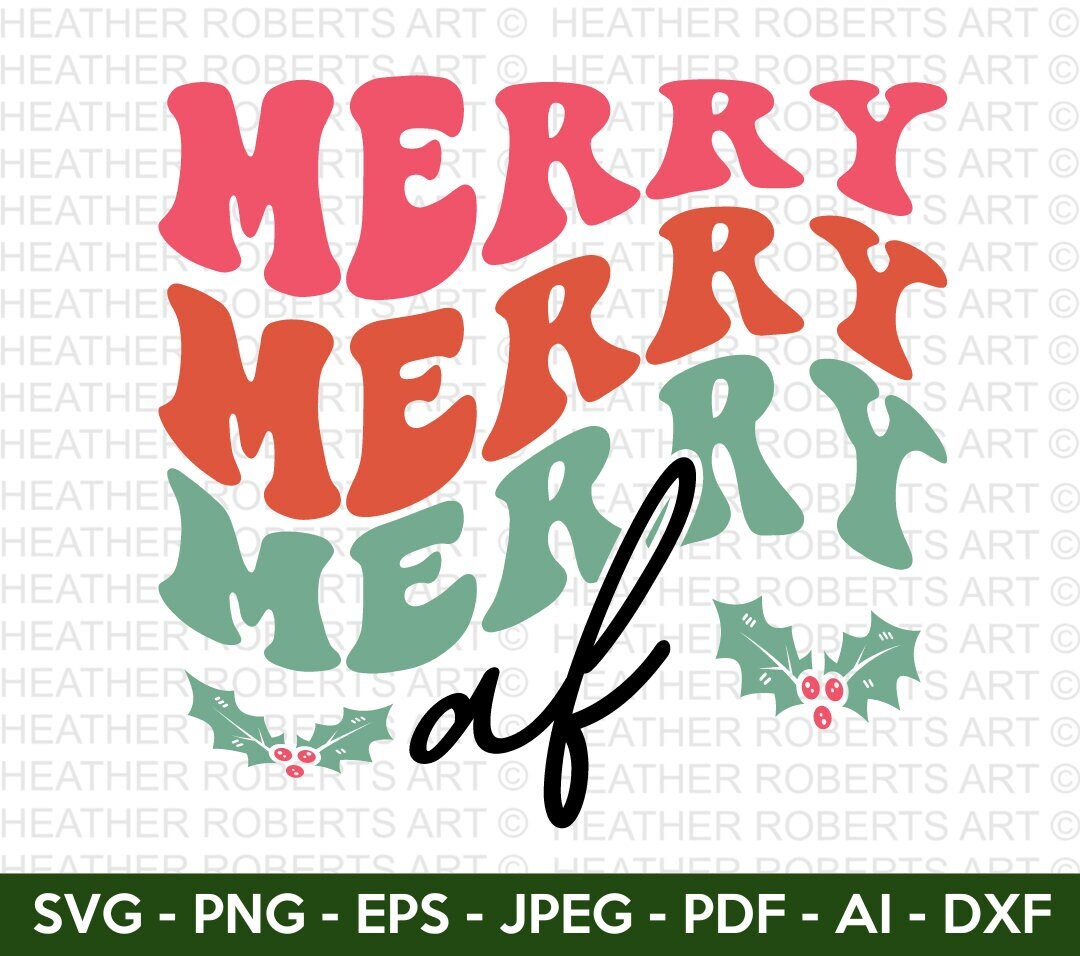 Merry AF Retro Christmas SVG: Winter Cut File (digital Download) - Etsy