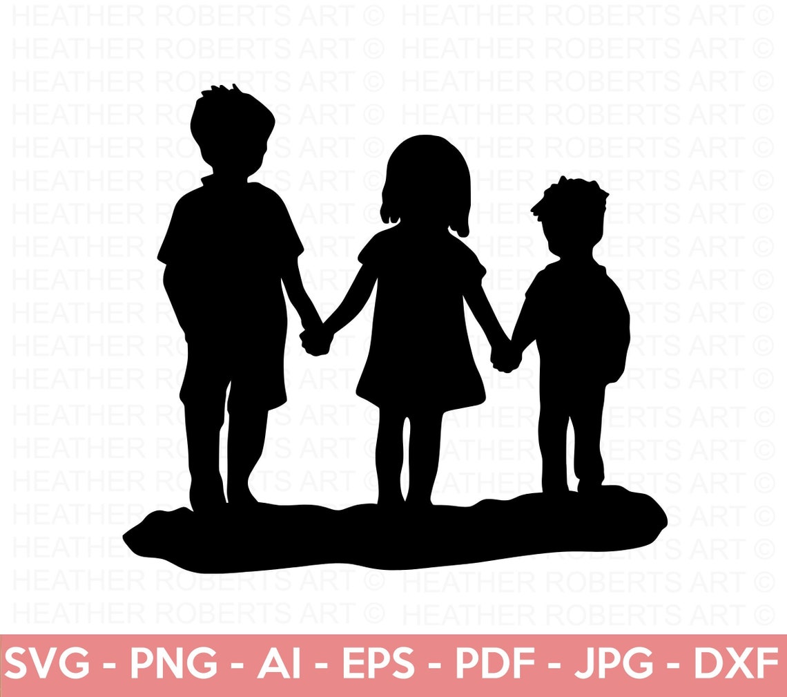 Children Silhouette SVG: Kids Sibling Cut File (digital Download) - Etsy