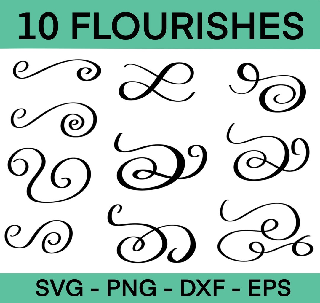 Flourish Swirls SVG: Decorative Cut Files (digital Download) - Etsy