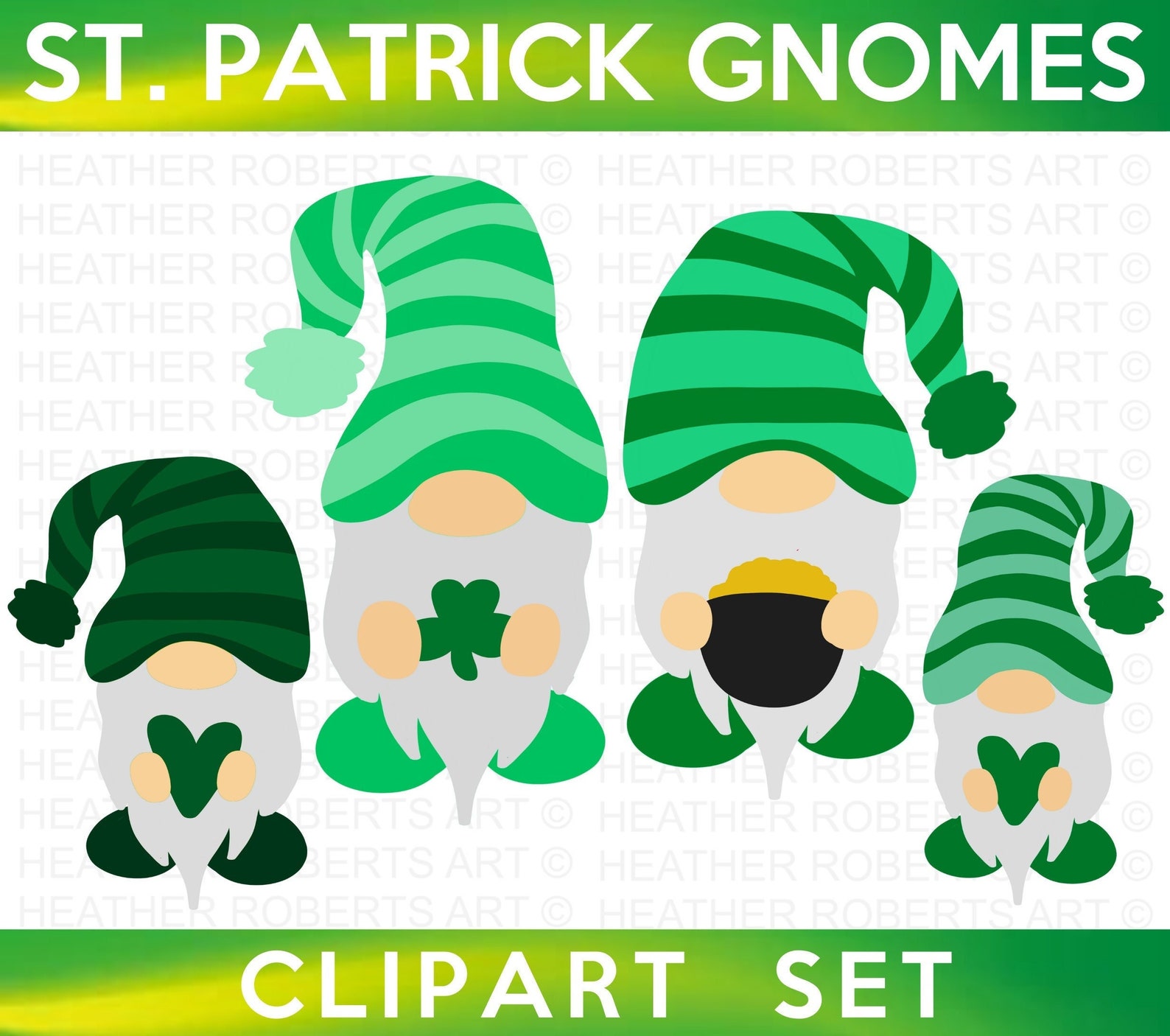 St. Patrick's Gnomes Clipart Gnomes PNG Cute Gnomes - Etsy