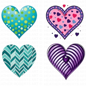 Heart Clipart Set, Valentine's Day Clip Art Set, Hearts PNG, Valentine ...