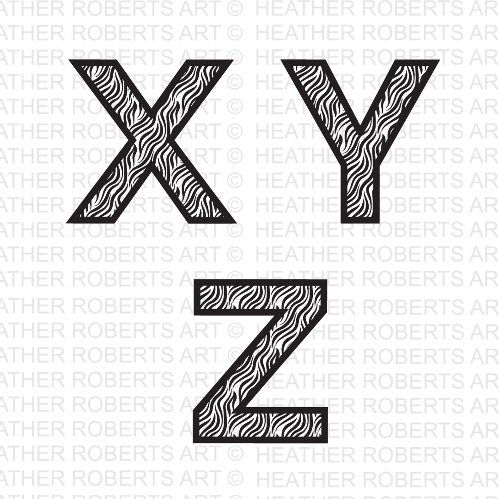 Zebra Monogram Alphabet and Numbers SVG Bundle Zebra Print | Etsy