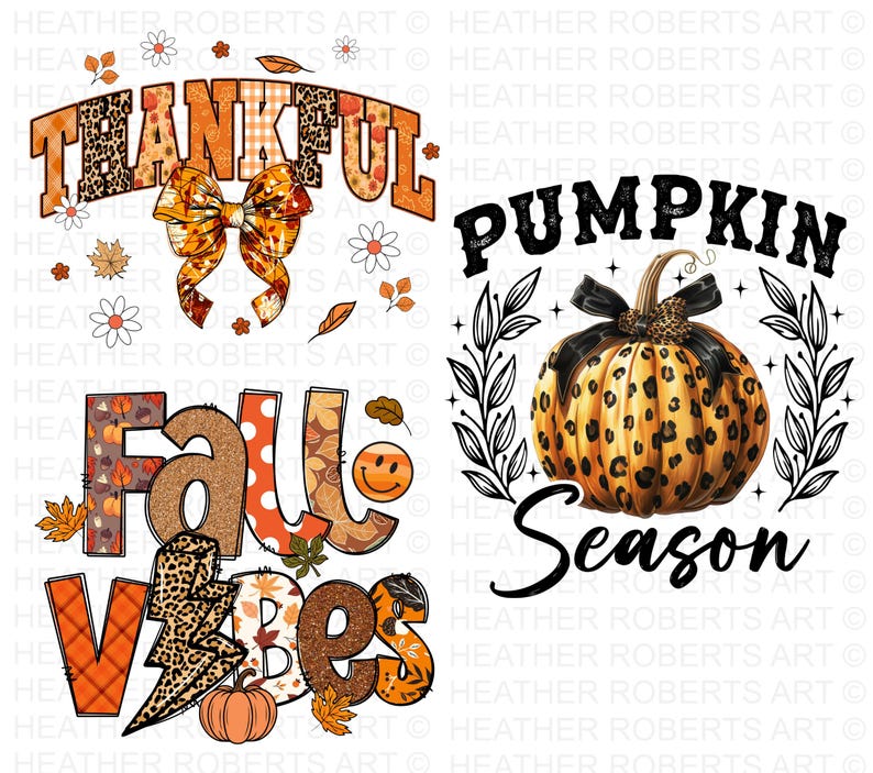 Bundle PNG sublimation d'automne : motifs de la saison des citrouilles ...