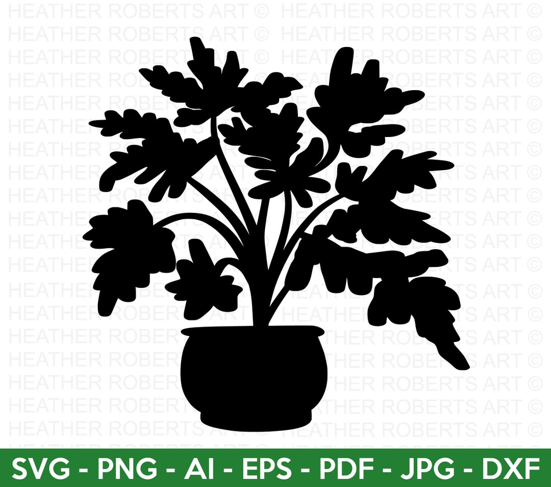 Potted Plant Silhouette SVG: Hand-drawn Doodle (cut File) - Etsy