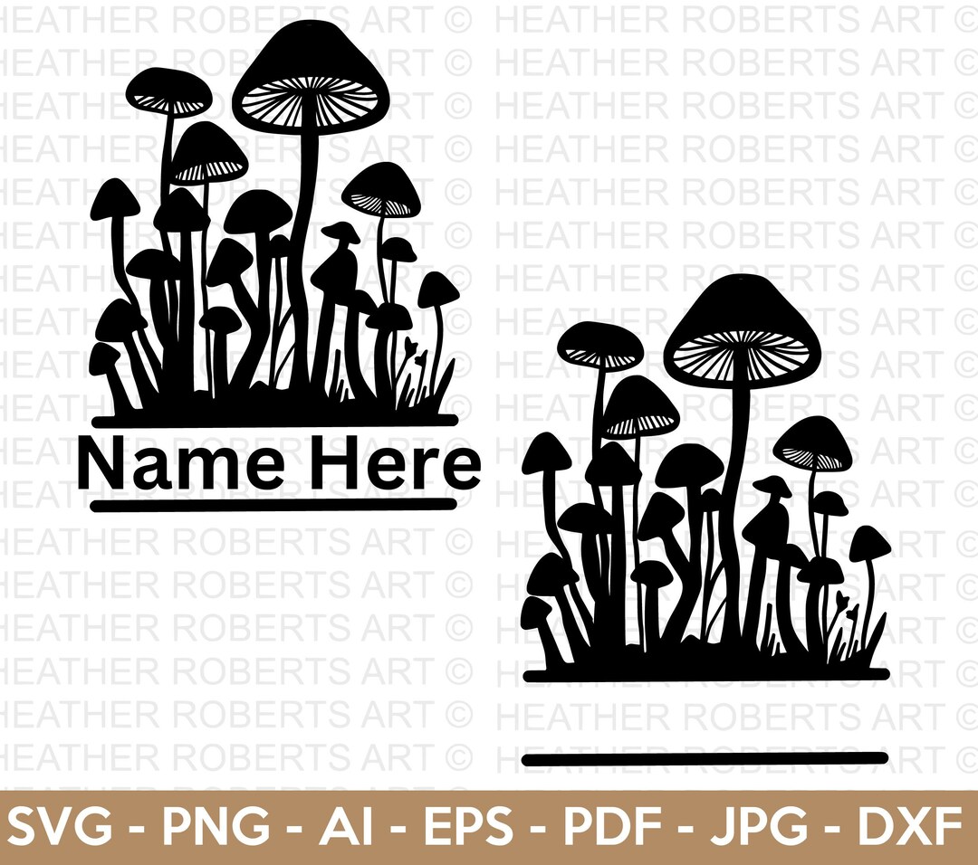 Mushroom Split Monogram Svg, Fungus Svg, Mushroom Clipart SVG, Fungi ...