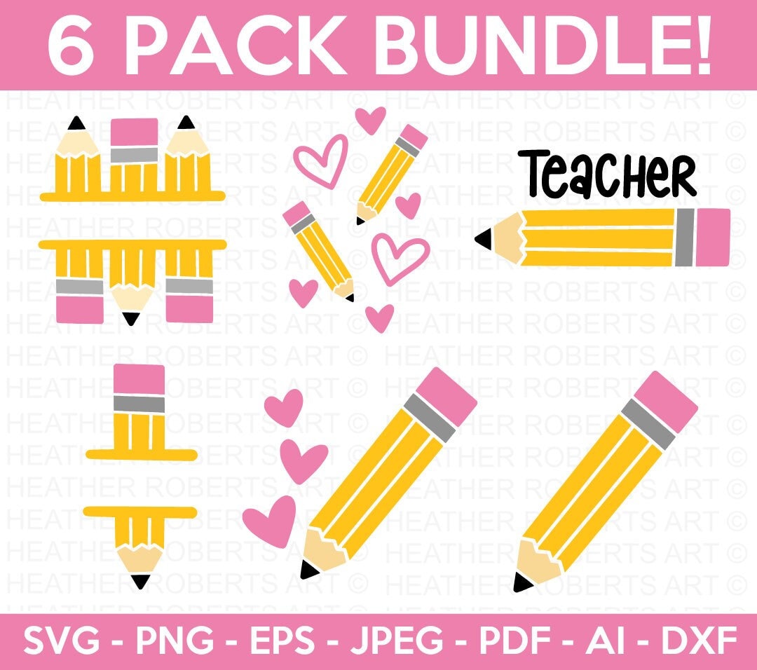 Pencil Svg Bundle, Pencil Clipart, Drawing Material, Back to School ...