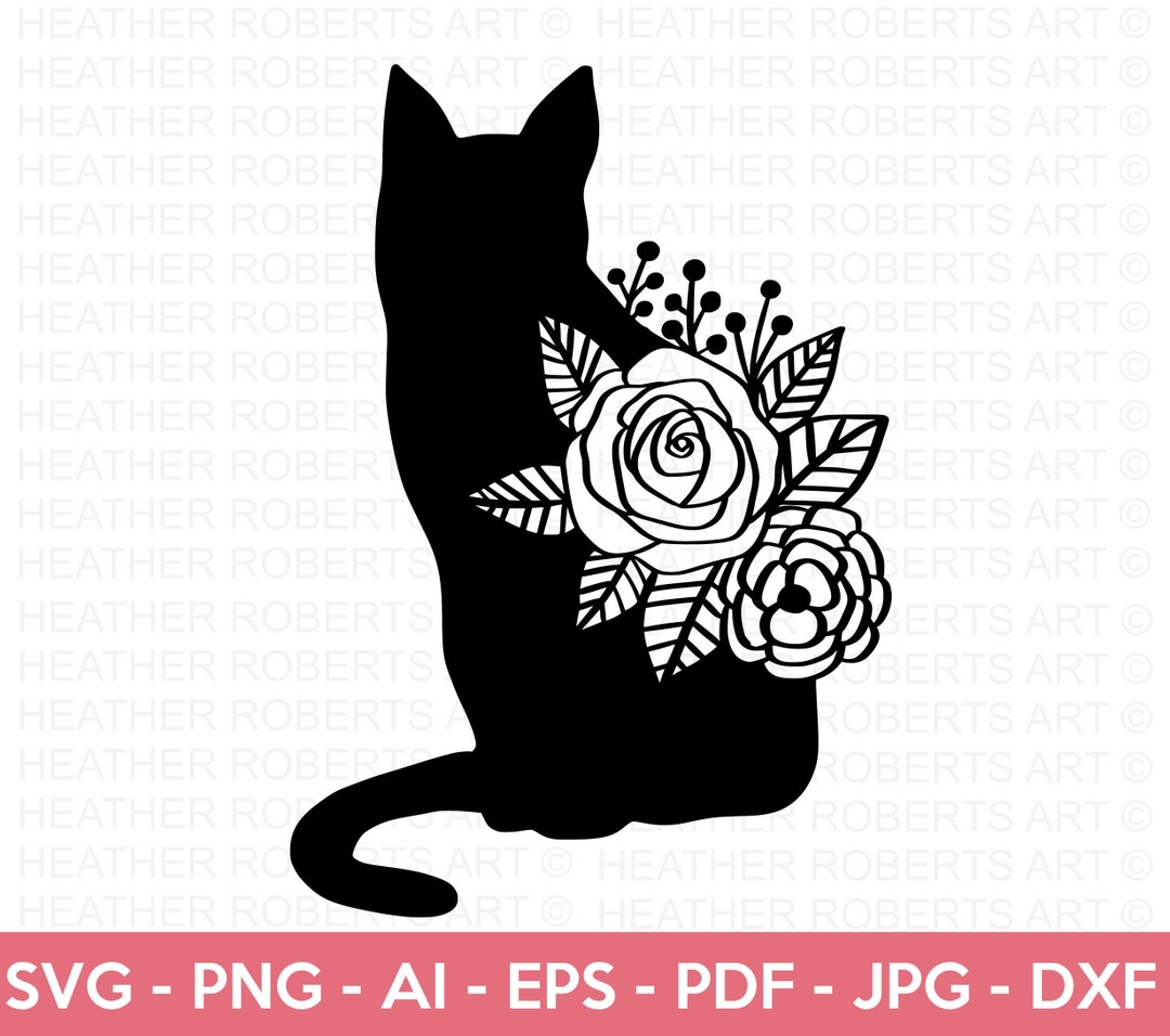 Floral Cat SVG, Floral Farm Animals SVG, Cat Lover Svg, Farmhouse SVG ...