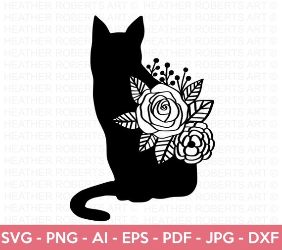 Floral Cat SVG Floral Farm Animals SVG Cat Lover Svg | Etsy