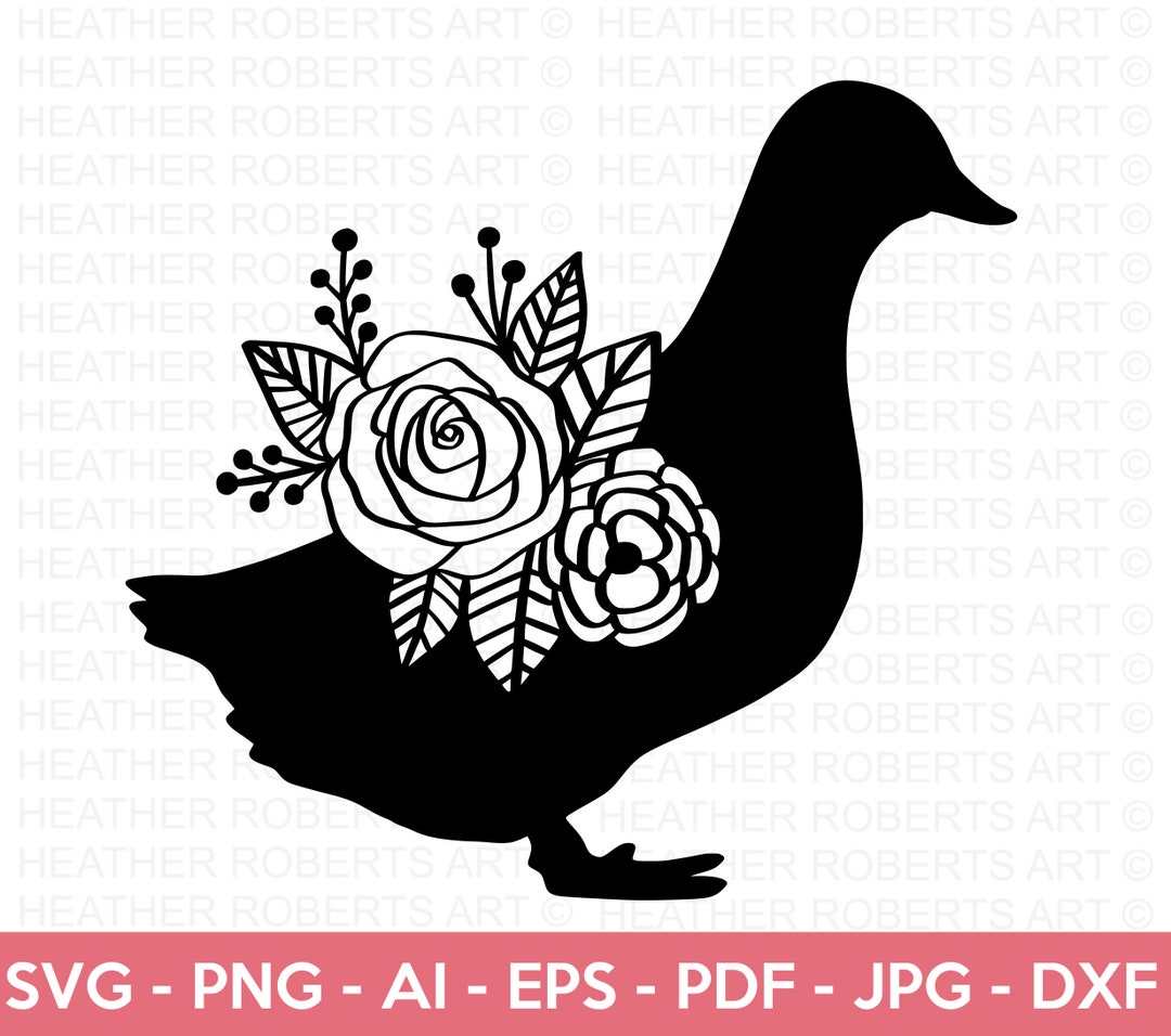 Floral Duck SVG, Floral Farm Animals SVG, Duck Svg, Farmhouse SVG ...