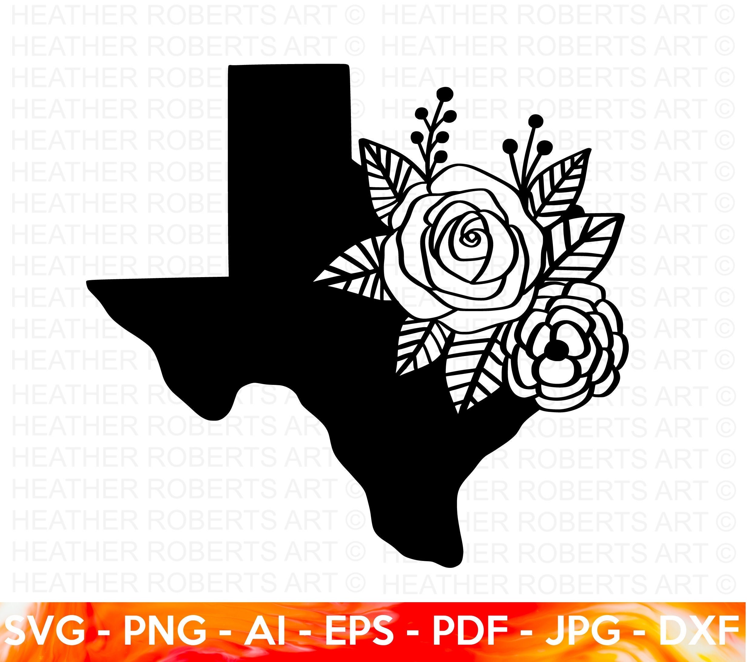 Floral Texas SVG: Roses, Texas Flag Clipart (digital Download) - Etsy