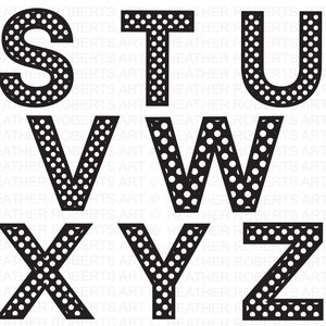 Polka Dots Monogram Alphabet and Numbers SVG Bundle, Polka Dots Letters ...