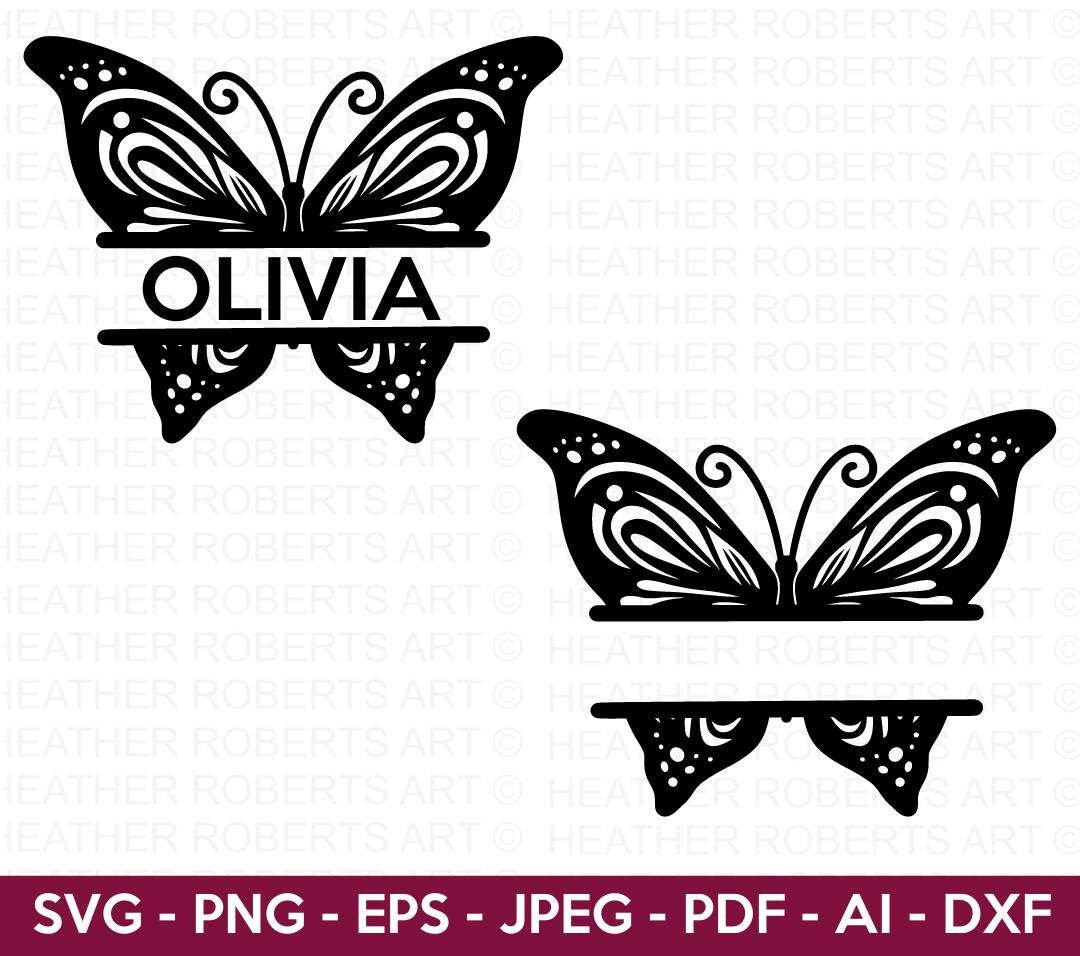 Butterfly Split Monogram Svg, Butterfly SVG, Butterfly Silhouette ...