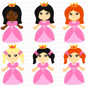 Princess Clipart Set, Princess PNG, Cute Princess Clipart Set, Little ...