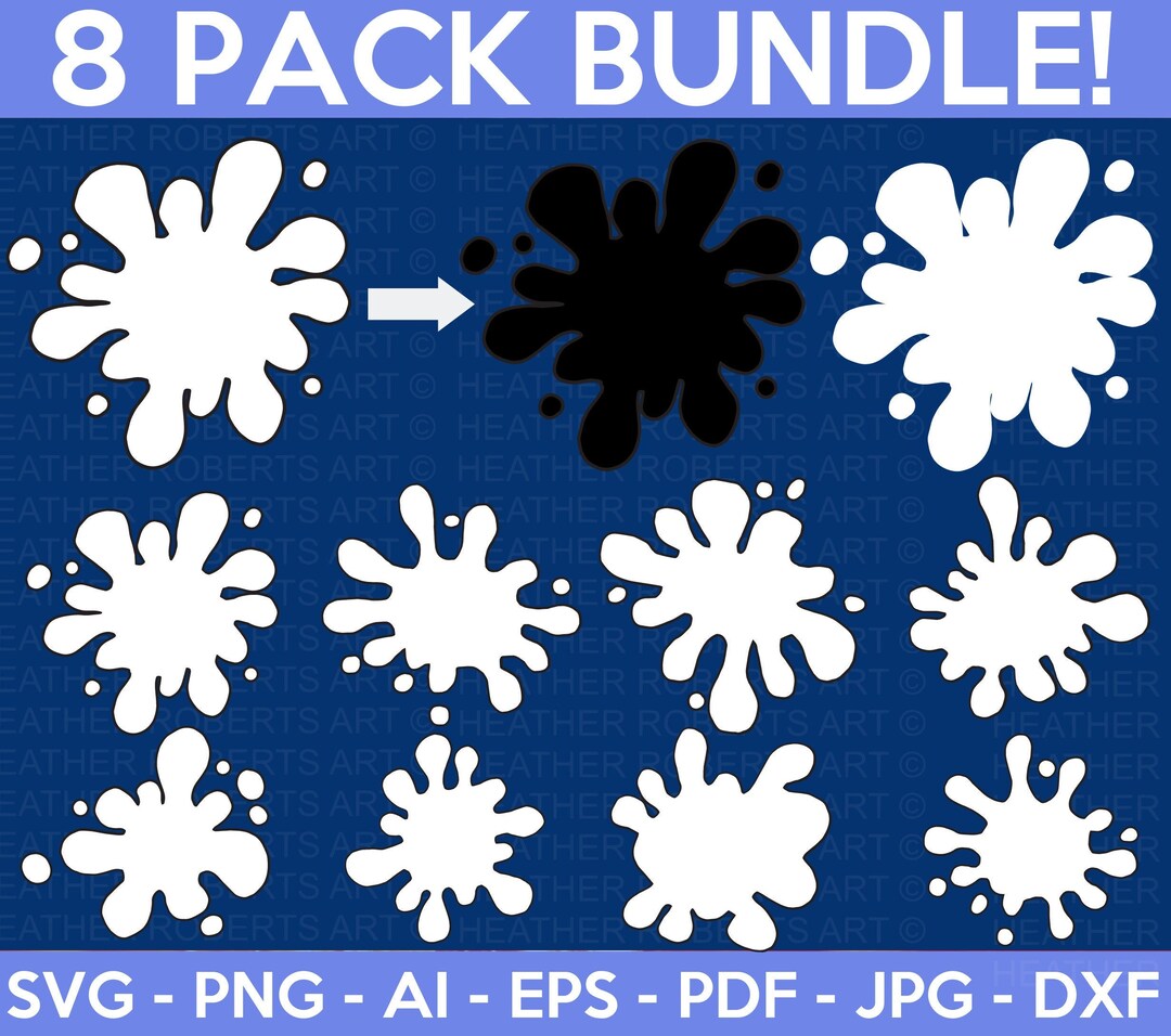 Custom Order - White Paint Splatter With Black Outline SVG, Bundle ...