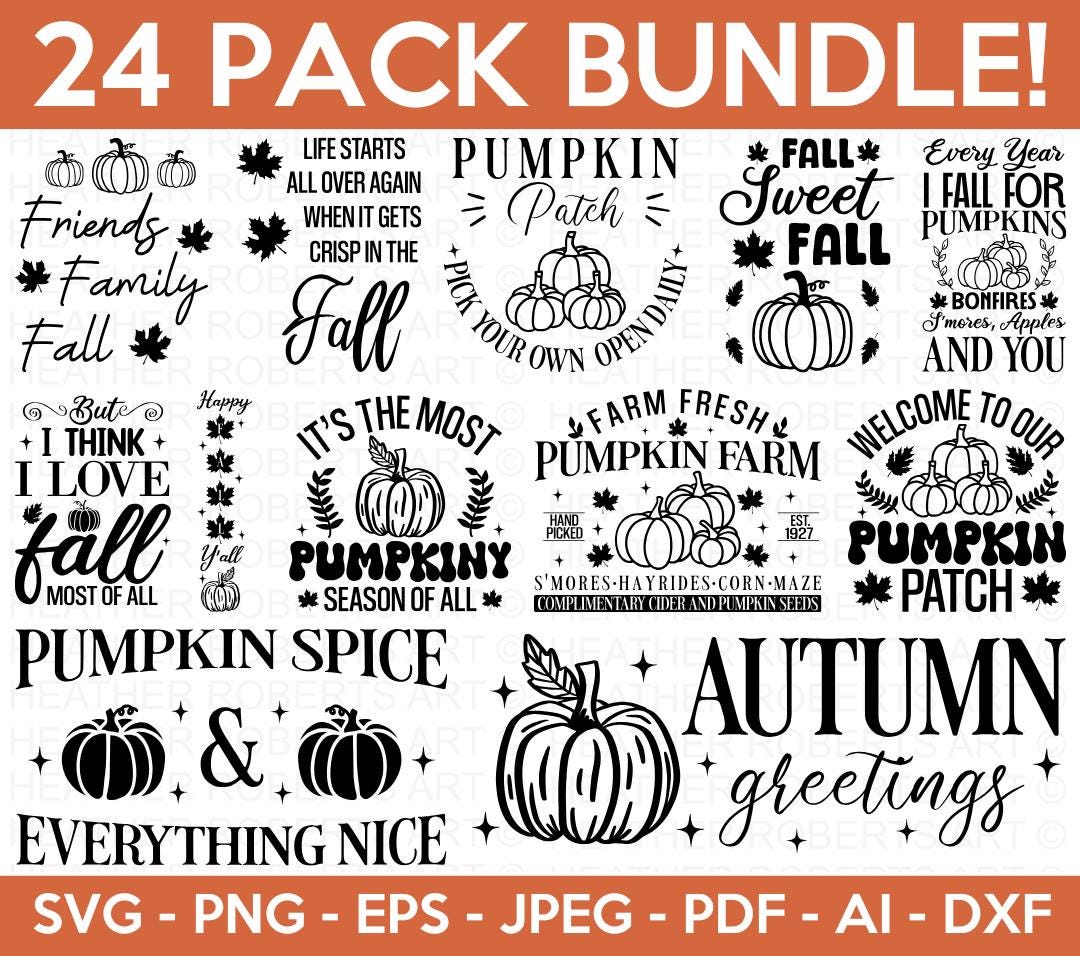 Fall SVG Bundle, Autumn SVG Bundle, Thanksgiving Svg, Fall Svg, Autumn ...